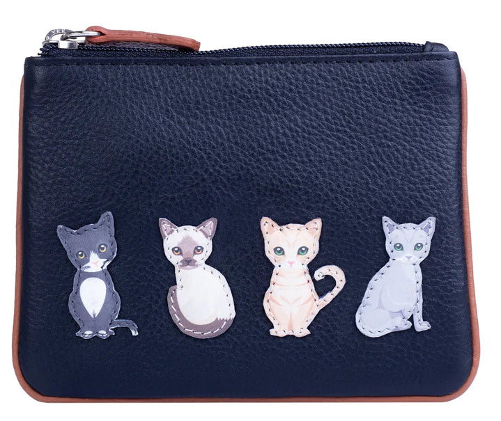 Mala Leather Sitting Cats Coin Purse - Black – Pugh and Son